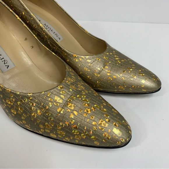 Cara Molina Espana | Shoes | Cara Molina Gold Glitter Pumps | Poshmark
